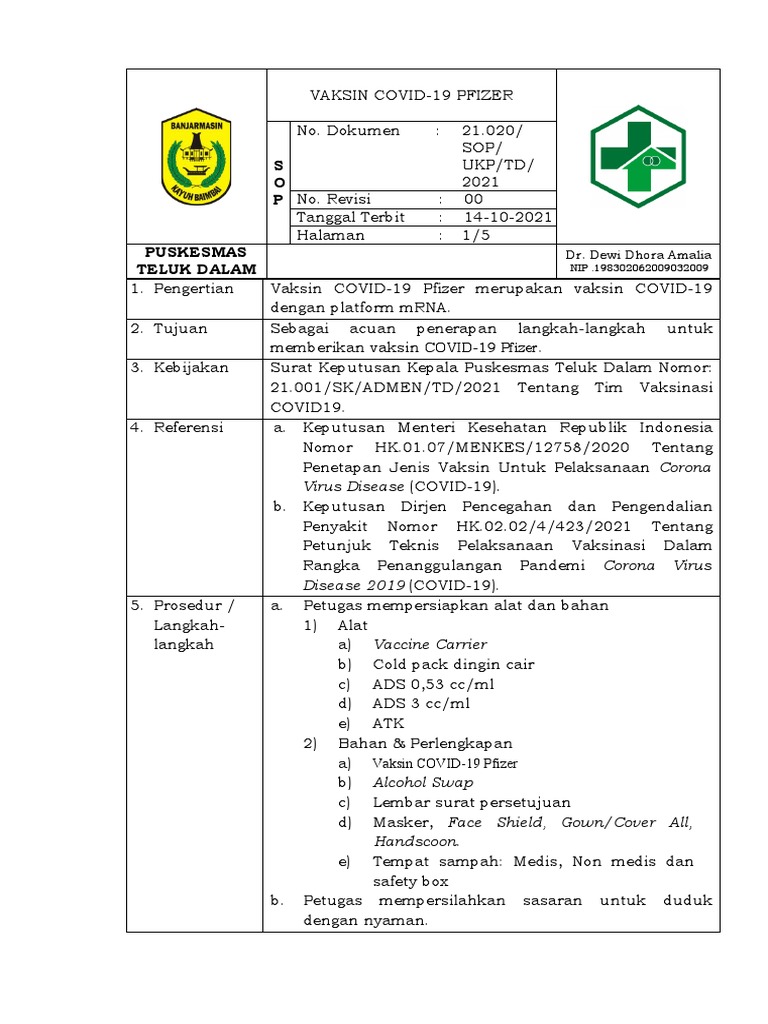 Sop Vaksin Pfizer | PDF