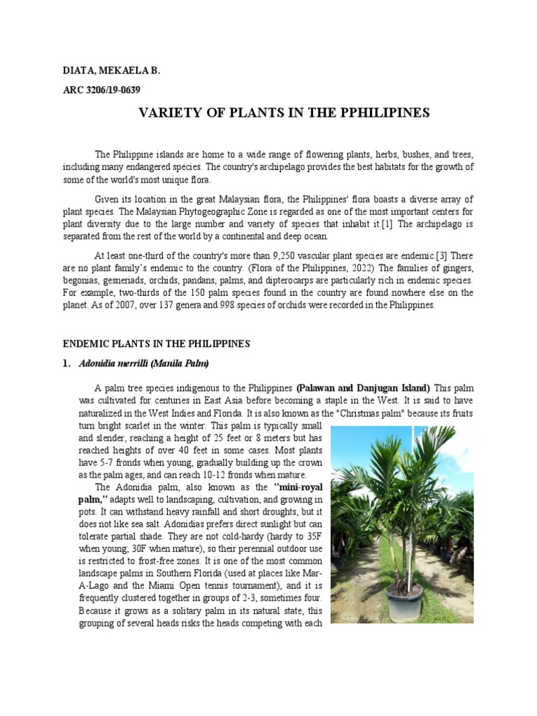 Variety of Plants in The Philippines | PDF | Botany | Plants
