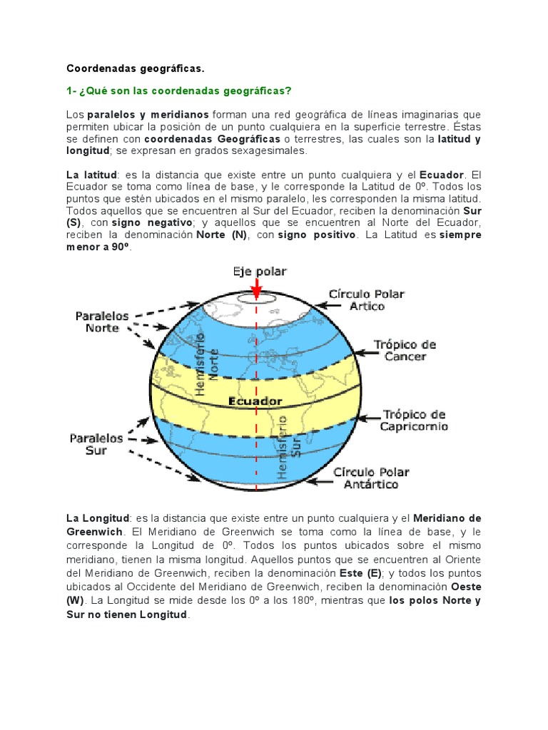 Definición y Ejemplos de Coordenadas Geográficas | PDF | Métodos y ...