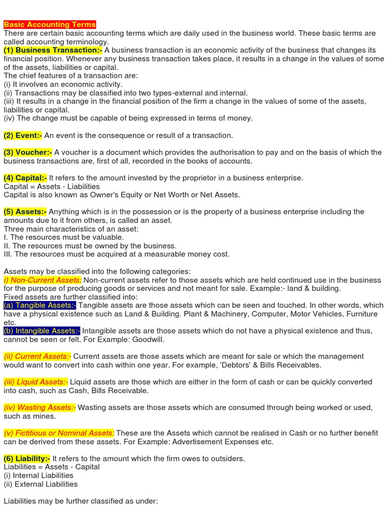 Basic Accounting Terms PDF | PDF | Expense | Inventory