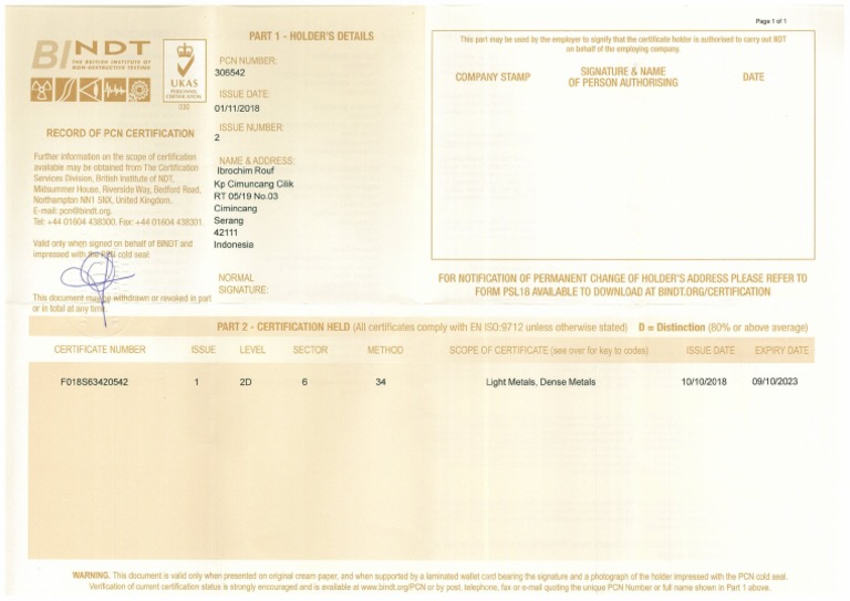 PCN CERT Ibrochim Rouf 306542 PDF | PDF