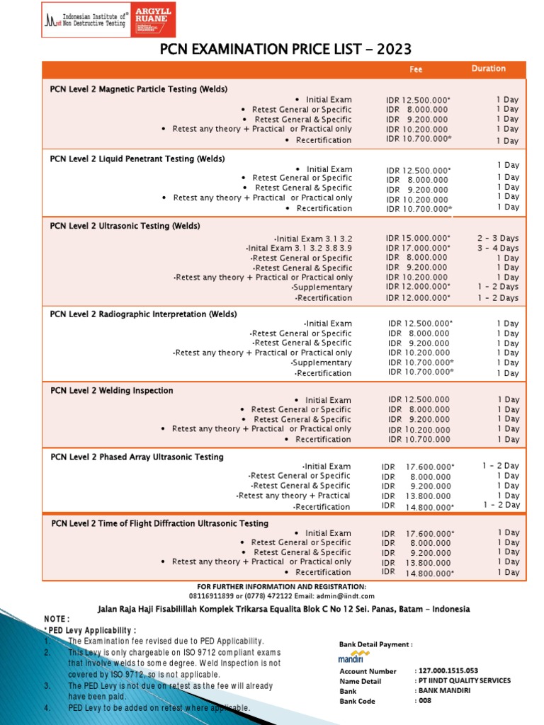 IINDT Schedule PCN 2023 PDF | PDF | Nondestructive Testing | Joining