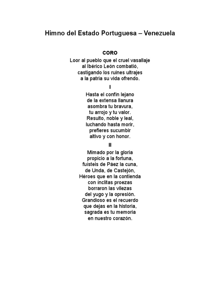 Himno Del Estado Portuguesa | PDF