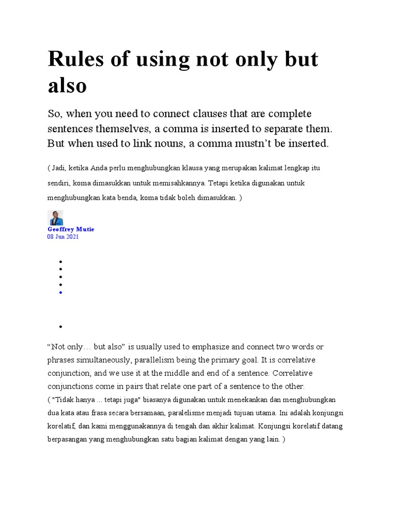 Rules of Using Not Only But Also | PDF