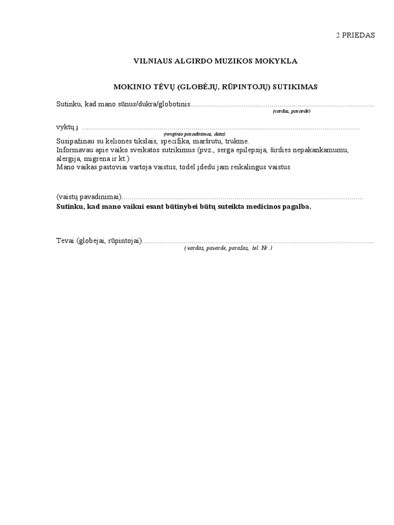 2 Priedas Mokinio Tevu Sutikimas | PDF