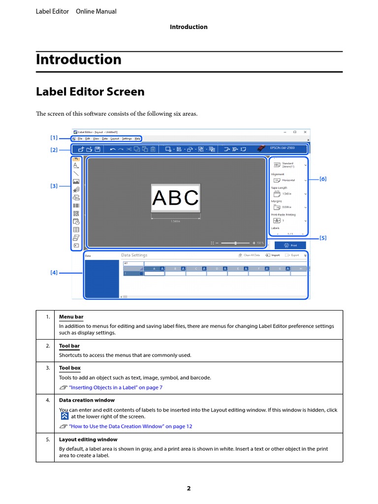 Label Editor User Guide | PDF | Page Layout | Window (Computing)
