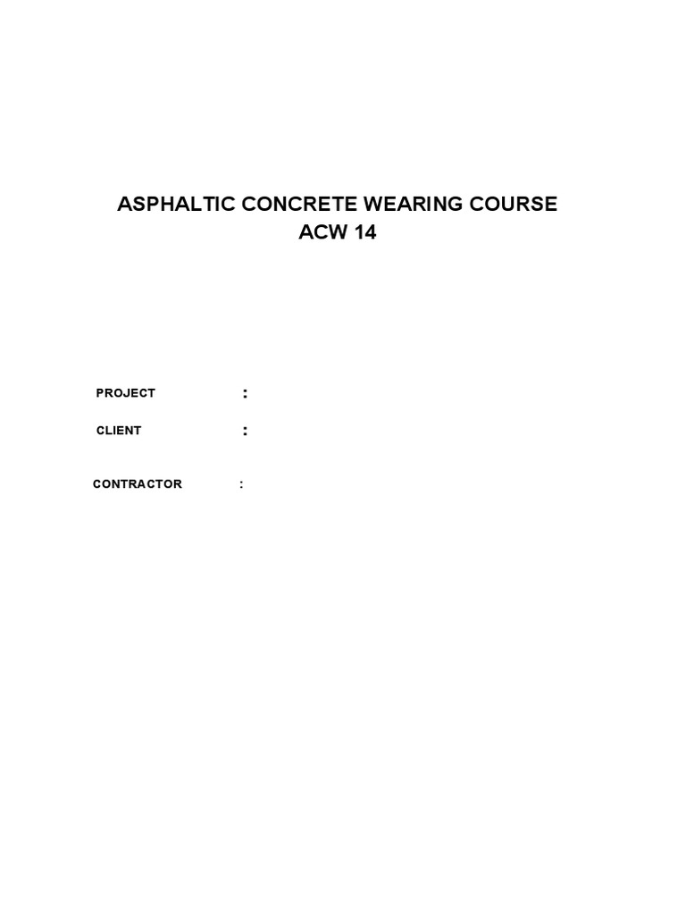 Mix Design ACW14 JKR Specification 1998 (2020) | PDF | Asphalt | Concrete