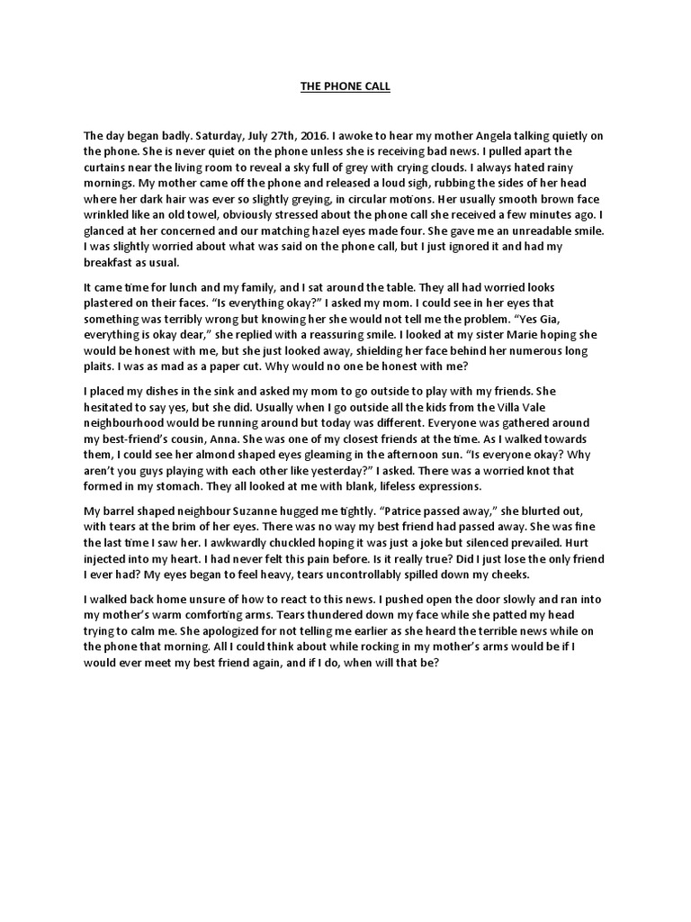 The Phone Call Sample Story | PDF