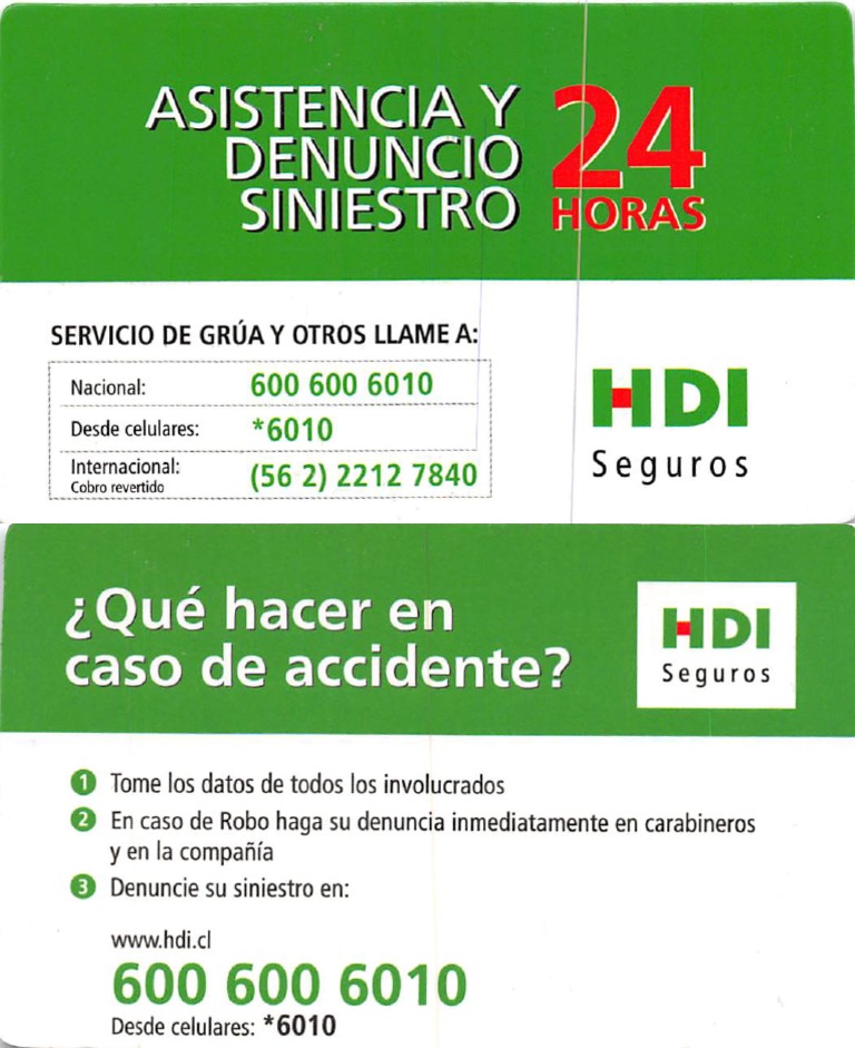 Tarjeta Asistencia Hdi Seguros | PDF