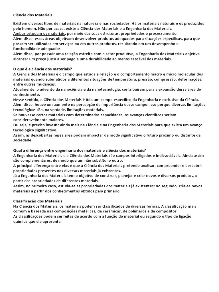 Ciência Dos Materiais Pdf Ciência De Materiais Science