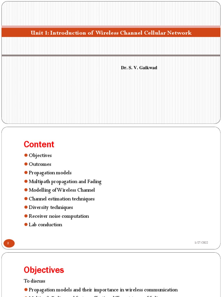 Unit 1 - Introduction of Wireless Channel PDF | PDF | Radio Propagation | Telecommunications