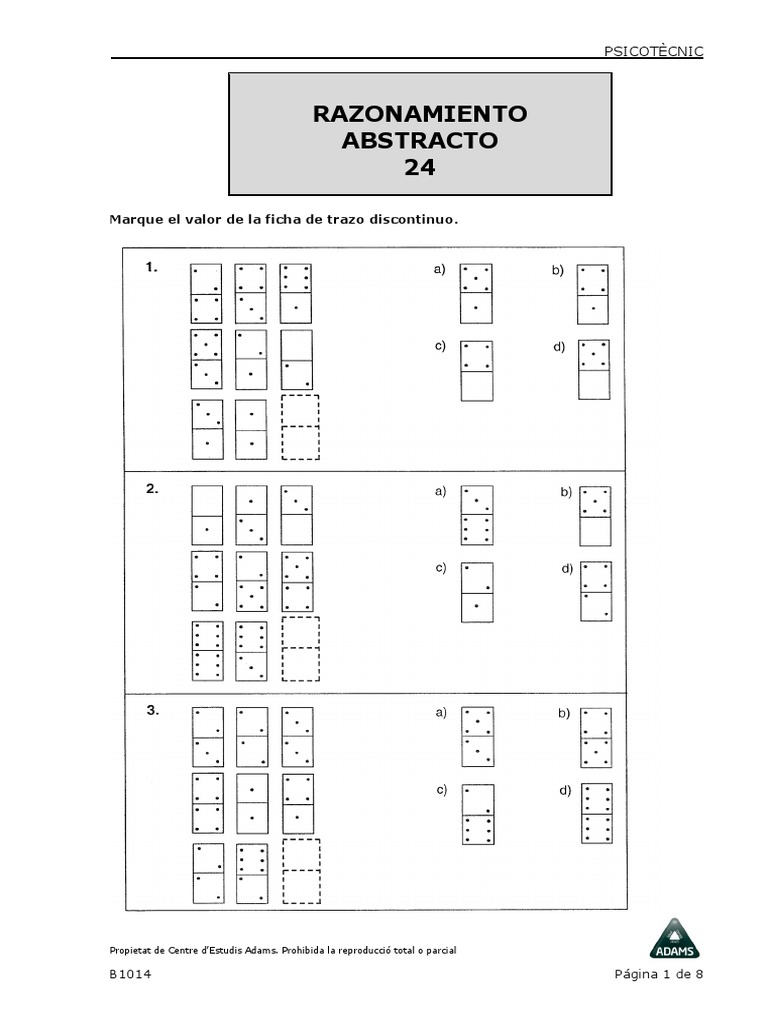Razonamiento Abstracto - 24 - B1014 | PDF | Matemáticas