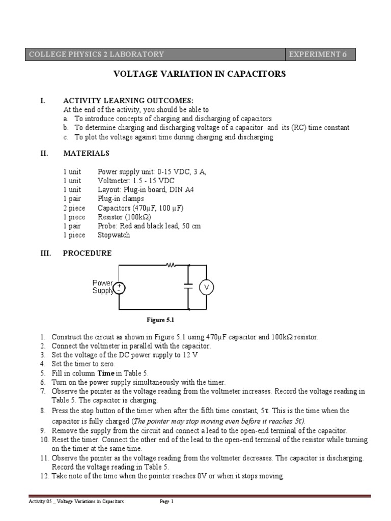 A6 Voltage Variations in Capacitors (NEW FILE) | PDF | Capacitor | Voltage