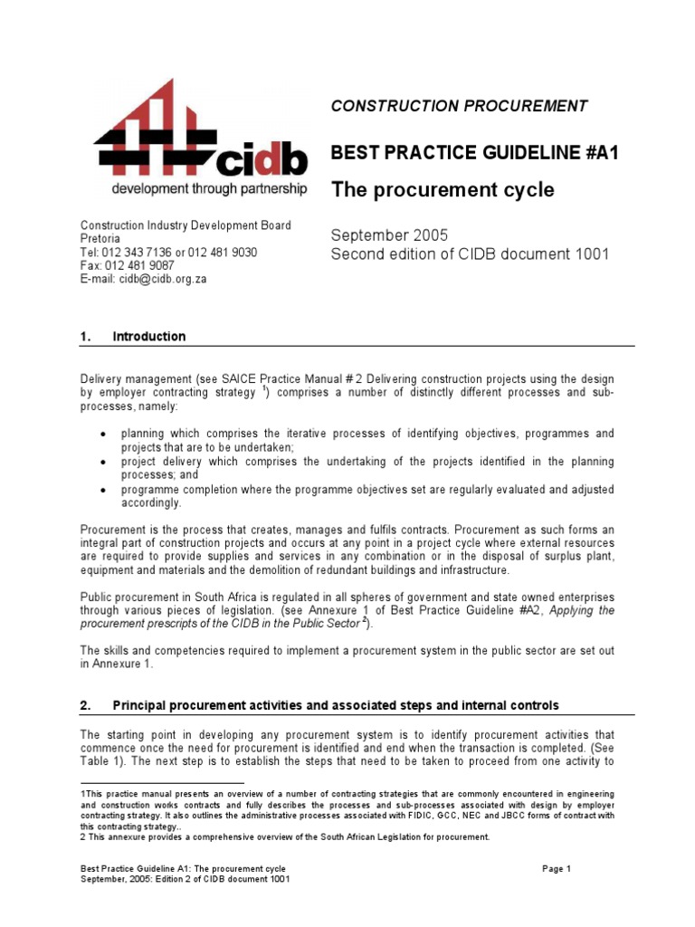 Procuring Construction Projects: A Guide to Best Practices in the ...
