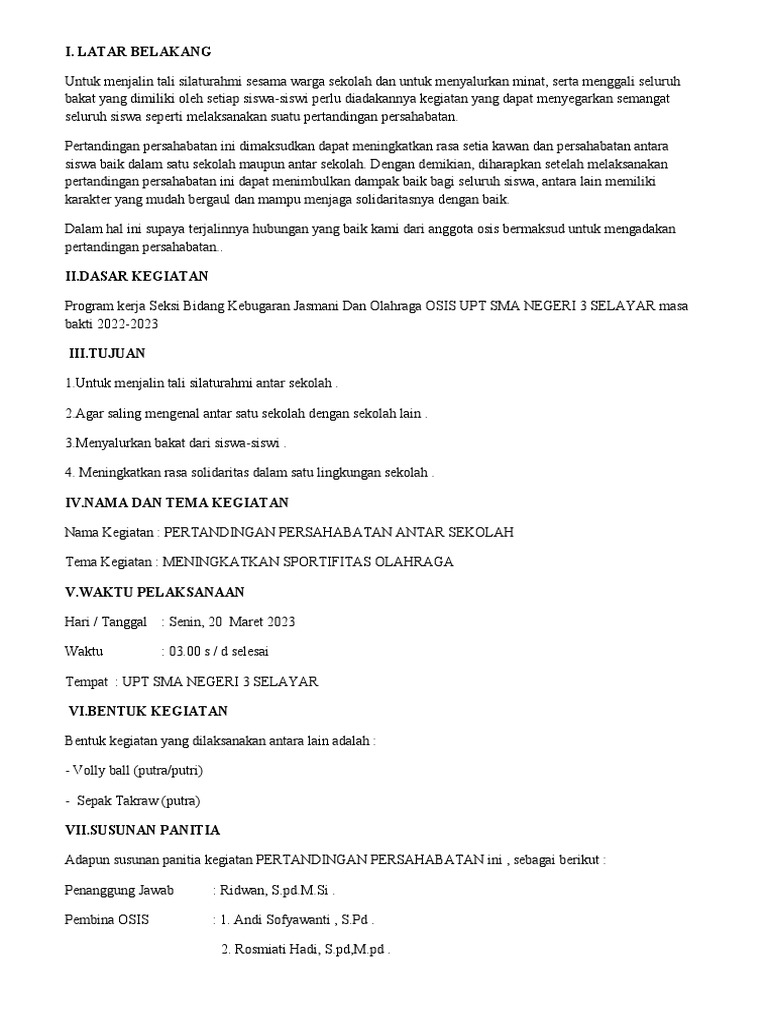 Proposal Undangan Persahabatan | PDF