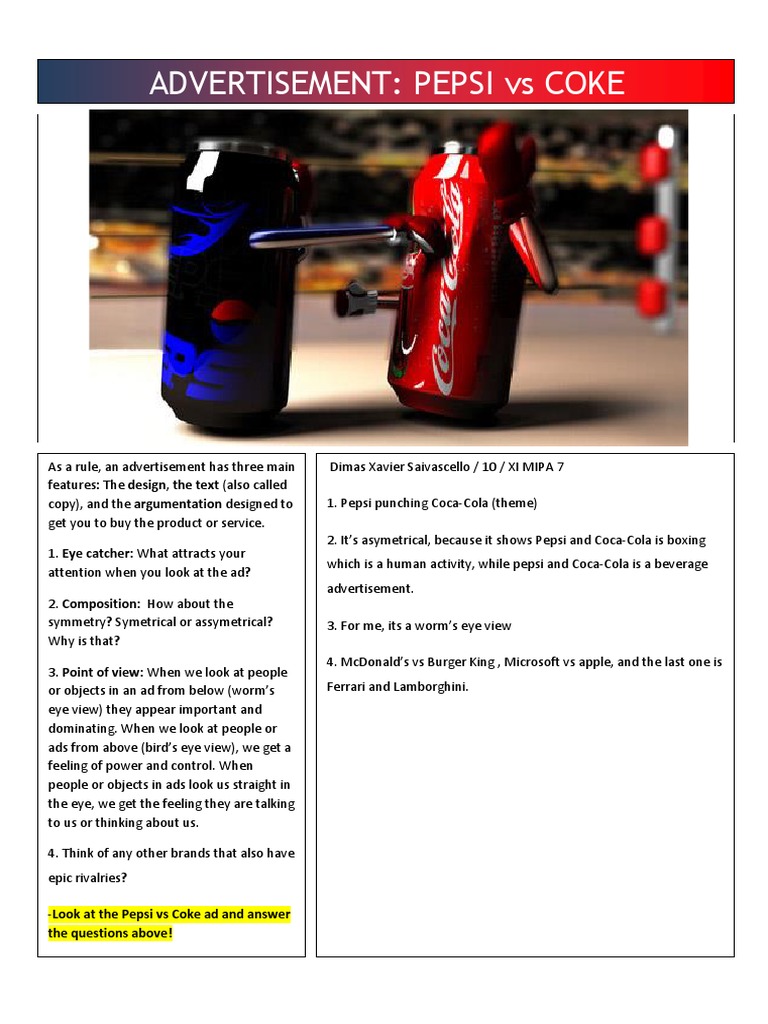 Pepsi vs Coke Advertisement Analysis | PDF