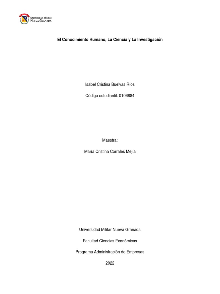 El Conocimiento Humano, La Ciencia y La Investigación | PDF ...