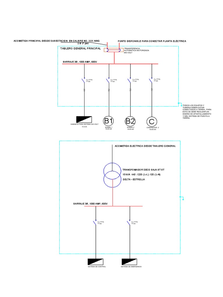 Propuesta de Diagrama Unifilar Del Sistema Electrico | PDF