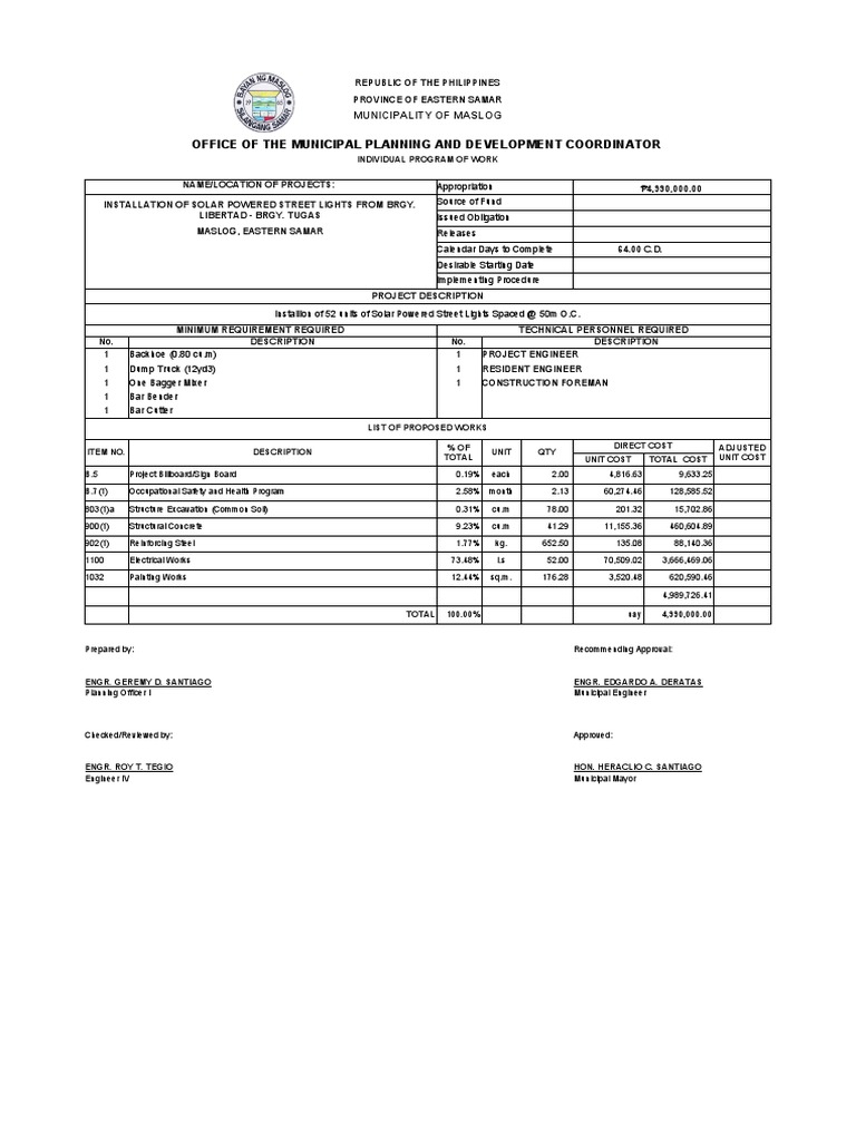 Installation of Solar Powered Street Lights in Maslog, Eastern Samar ...