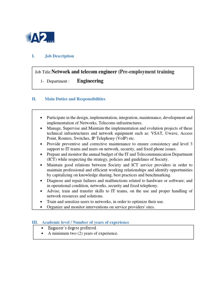 Network and Telecom Engineer Stage Pré-Embauche | PDF | Computer Network | Voice Over Ip