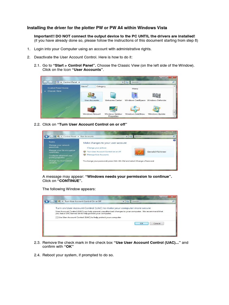 Installing The Plotter Driver in Windows Vista | PDF | Microsoft ...
