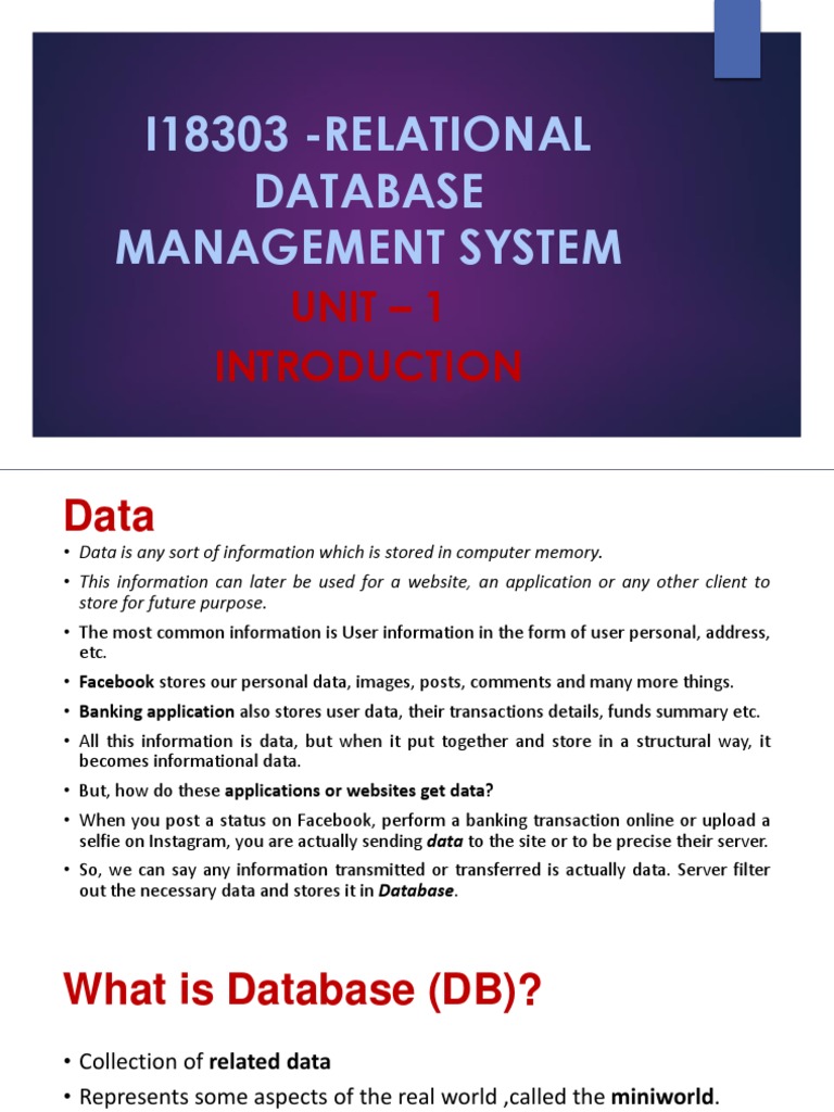 Unit 1 | PDF | Databases | Database Transaction