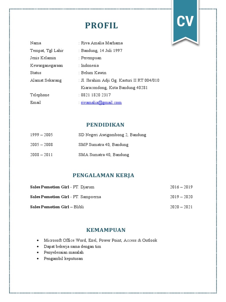 Riva Amalia Marhama's CV | PDF