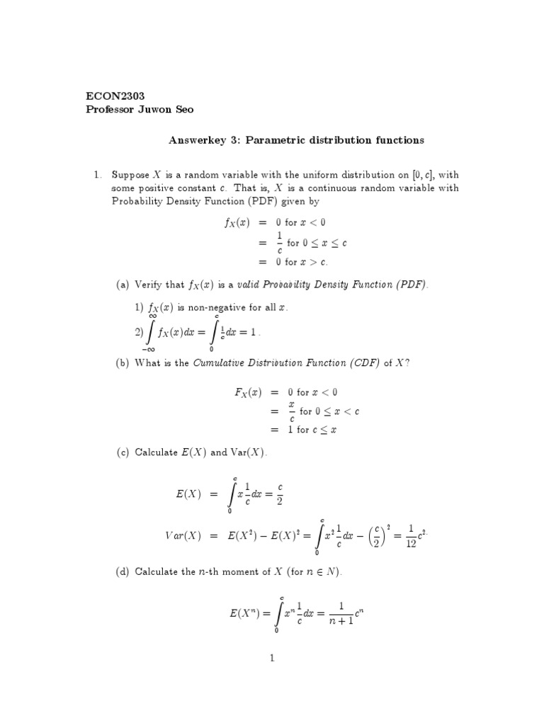 Answerkey 3 | PDF | Probability Density Function | Random Variable
