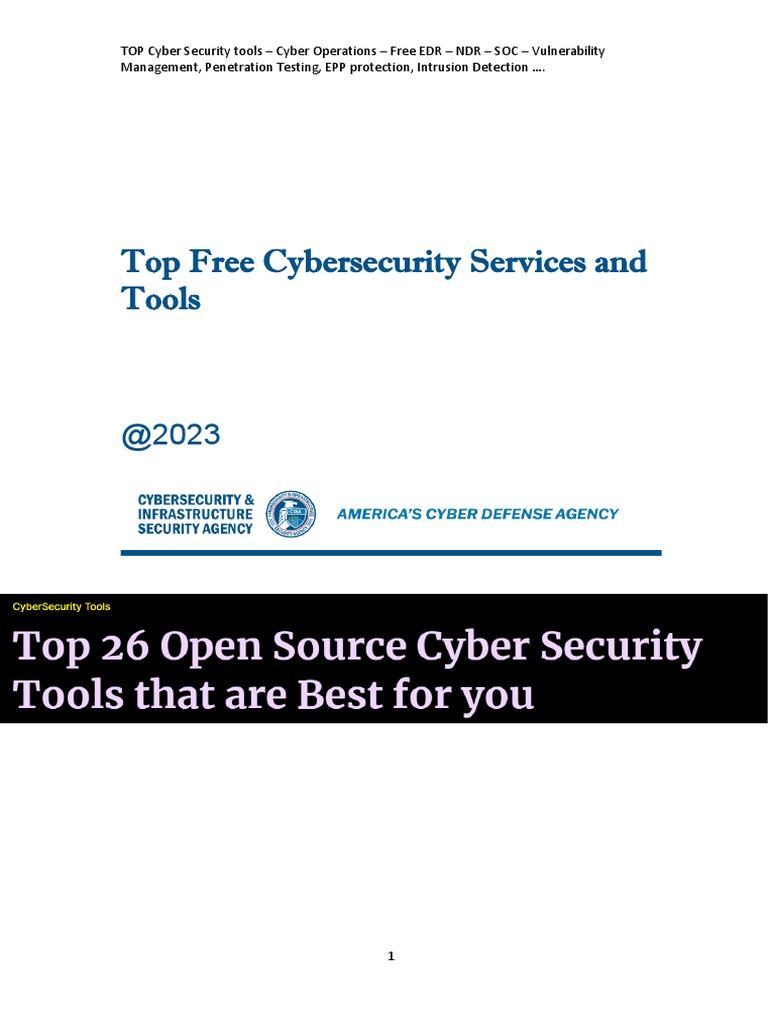 Top Free Cybersecurity Services and Tools PDF | PDF | Security | Computer Security