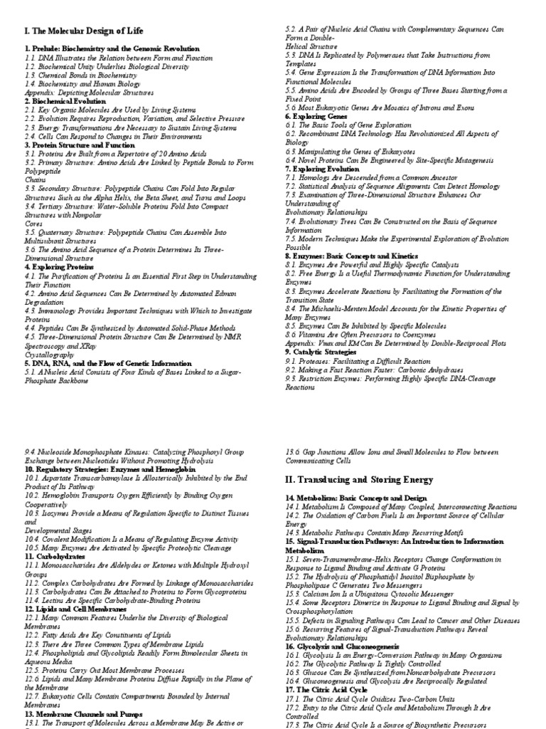 Stryer Table of Contents | PDF | Metabolism | Biosynthesis