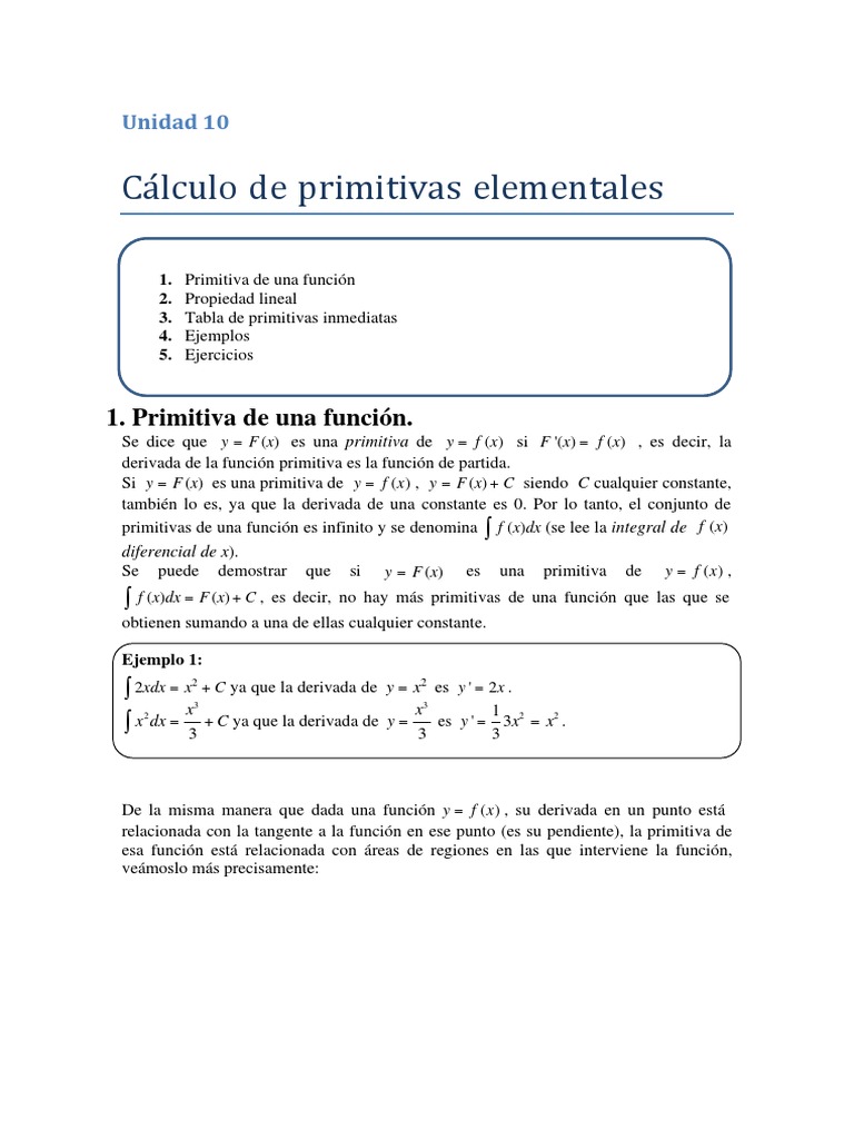 Primitivas e Integrales: Ejemplos y Ejercicios | PDF | Derivado | Integral