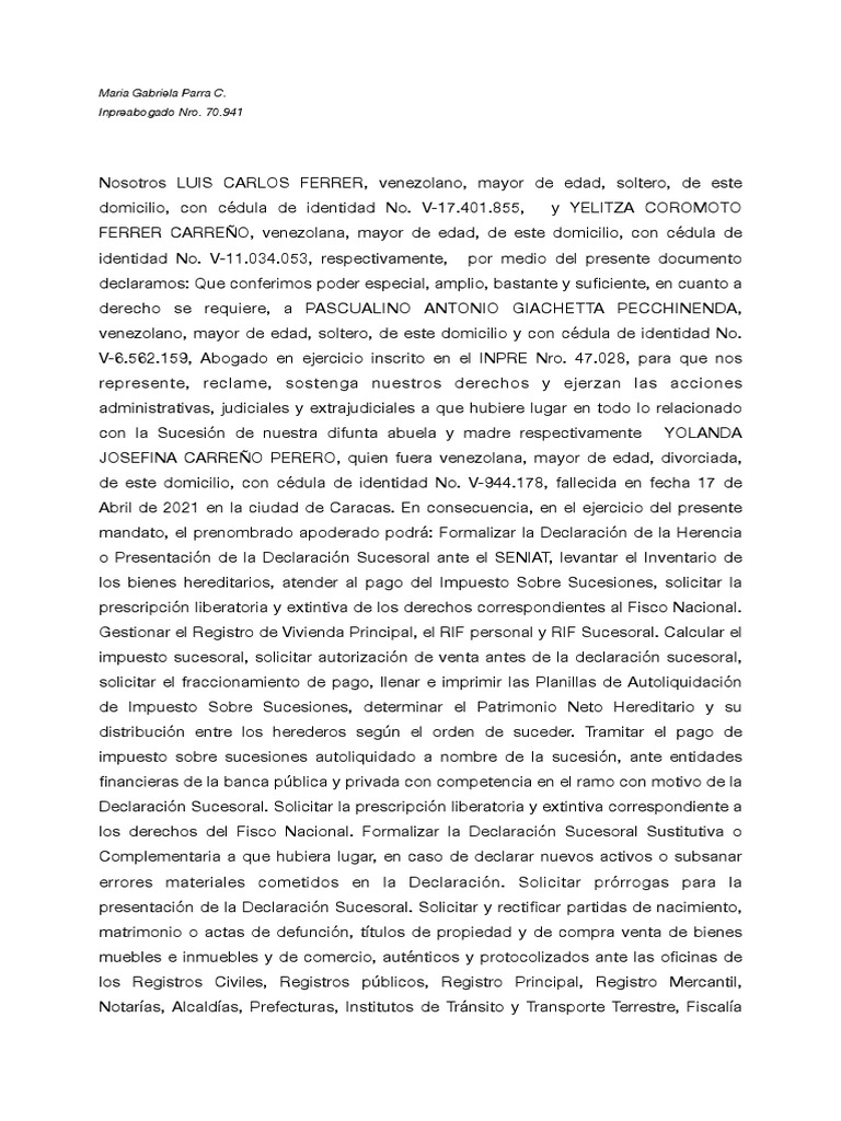 Modelo Poder Sucesión | PDF | Justicia | Crimen y violencia