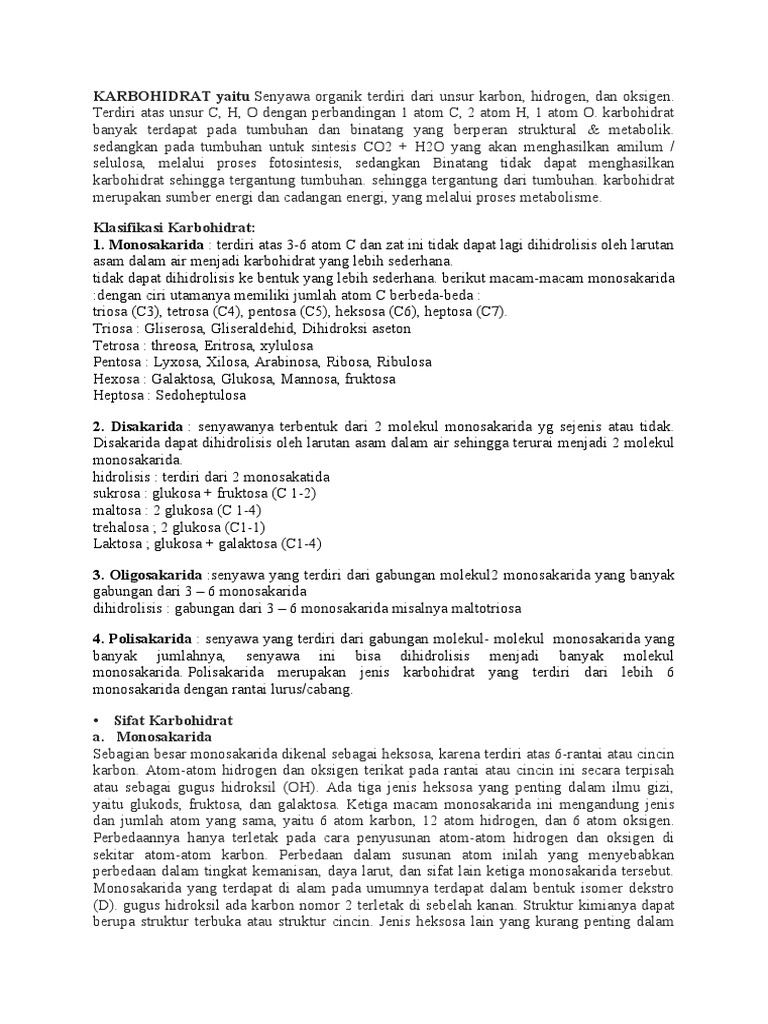 Klasifikasi Karbohidrat | PDF