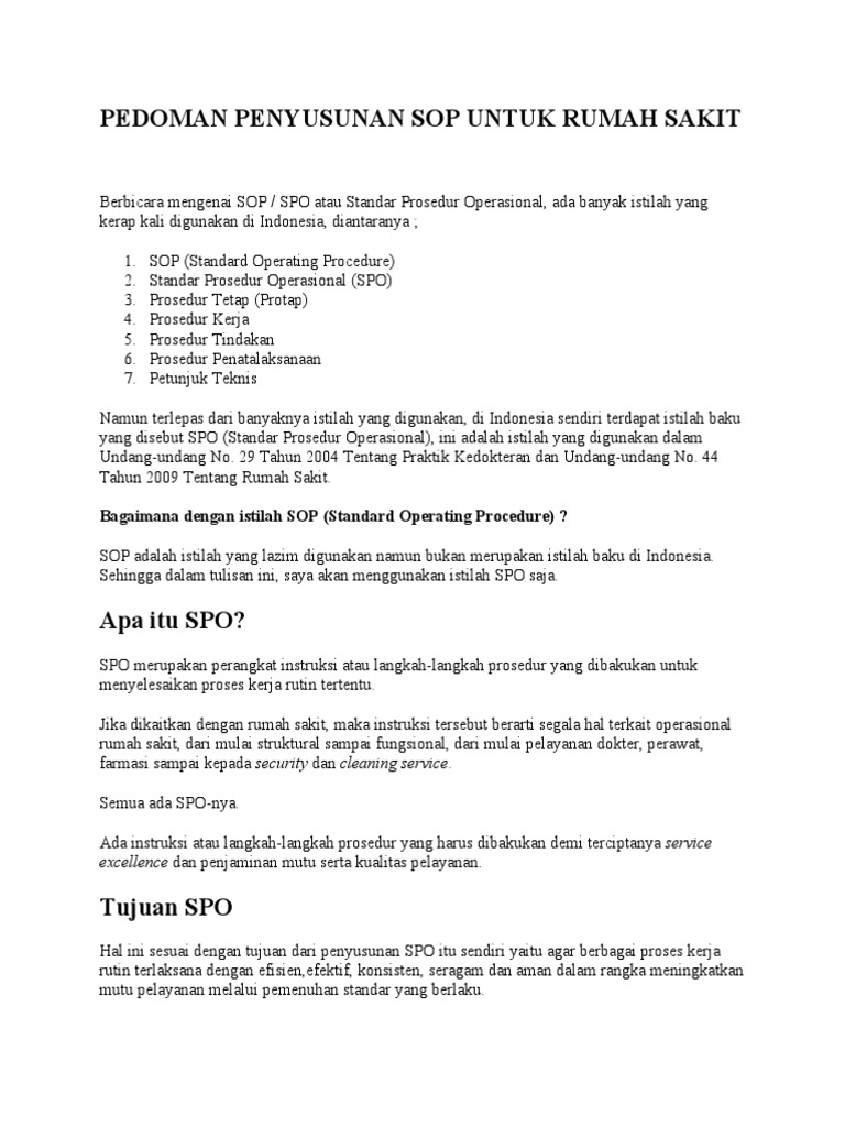 Tata Cara Membuat Spo RS1 | PDF | Bisnis