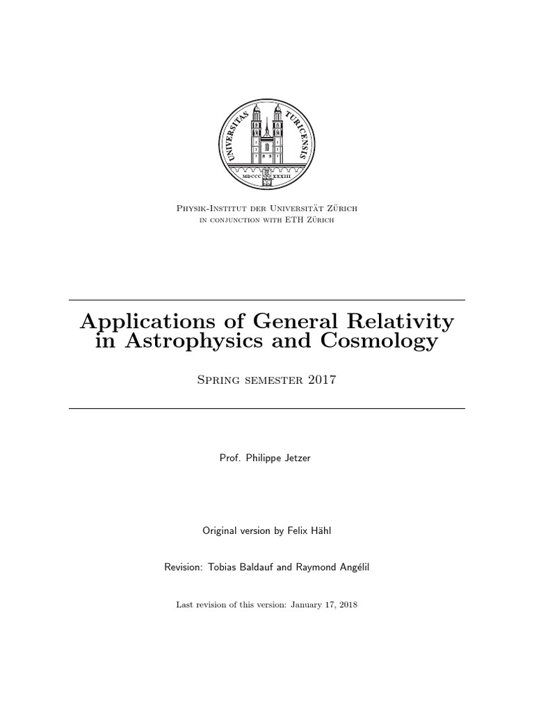 Applications of General Relativity in Astrophysics and Cosmology by ...