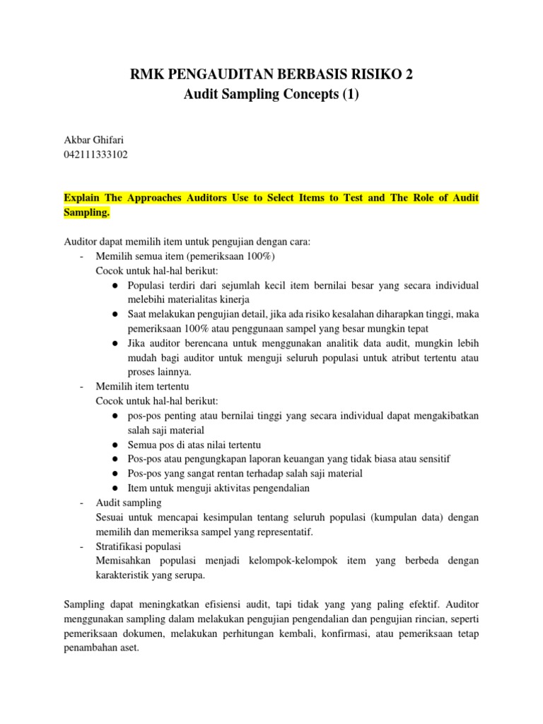 Metode Sampling dalam Audit Risiko | PDF