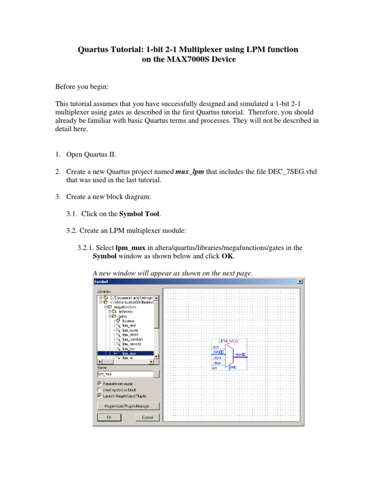 Quartus Tutorial LPM | PDF | Vhdl | Input/Output