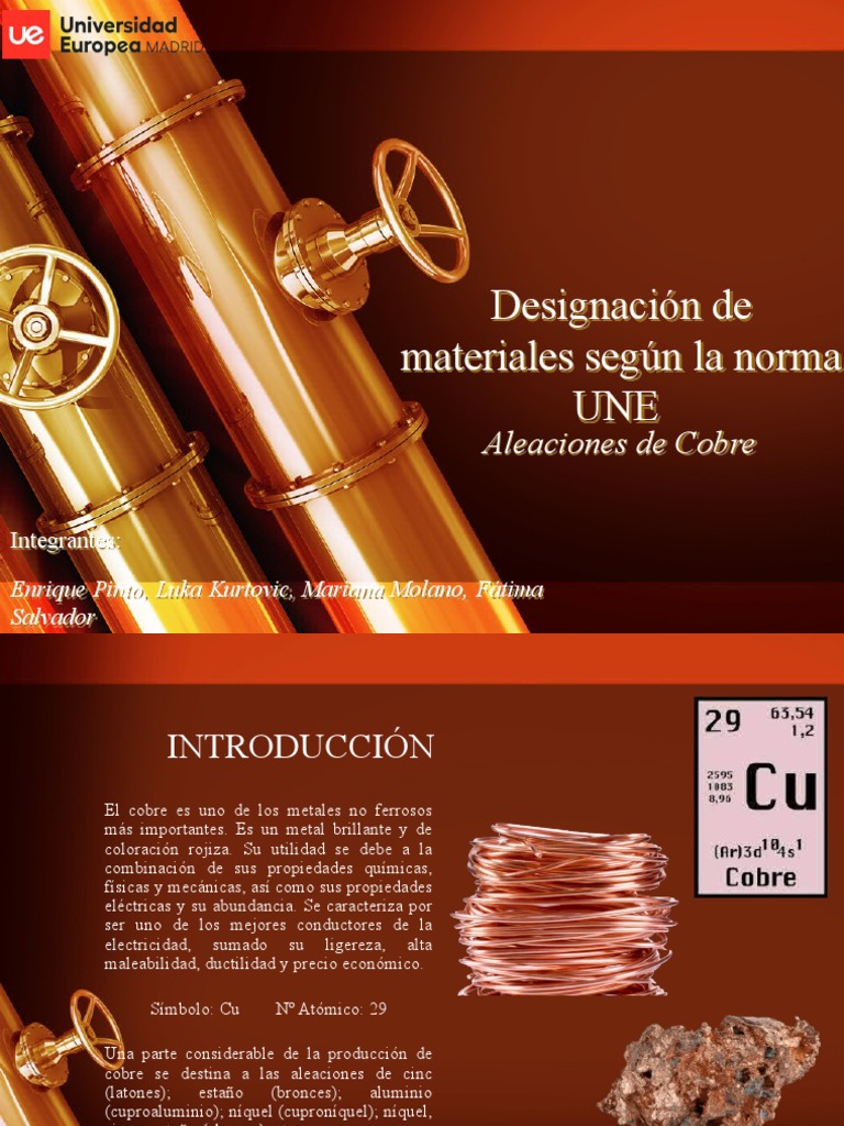 Designacion Materiales UNE Cobre Aleaciones | PDF | Cobre | Aleación