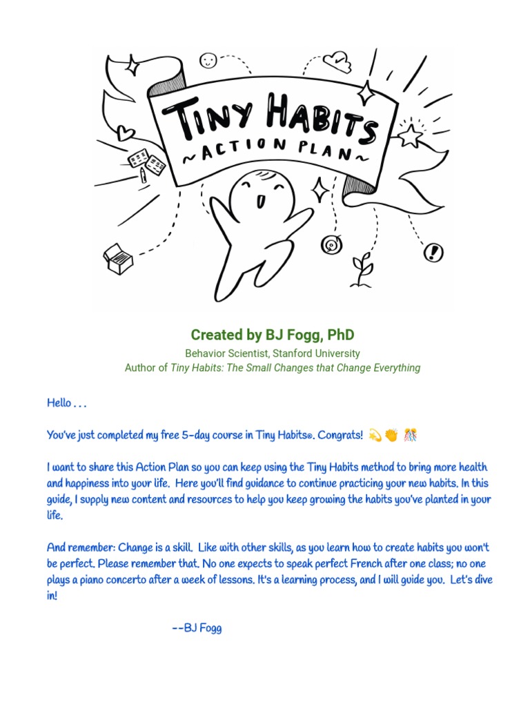 5-Day Program - Tiny Habits Action Plan | PDF | Habits | Cognition