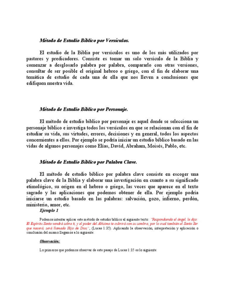 Método De Estudio Bíblico Por Capítulos Pdf Biblia María Madre