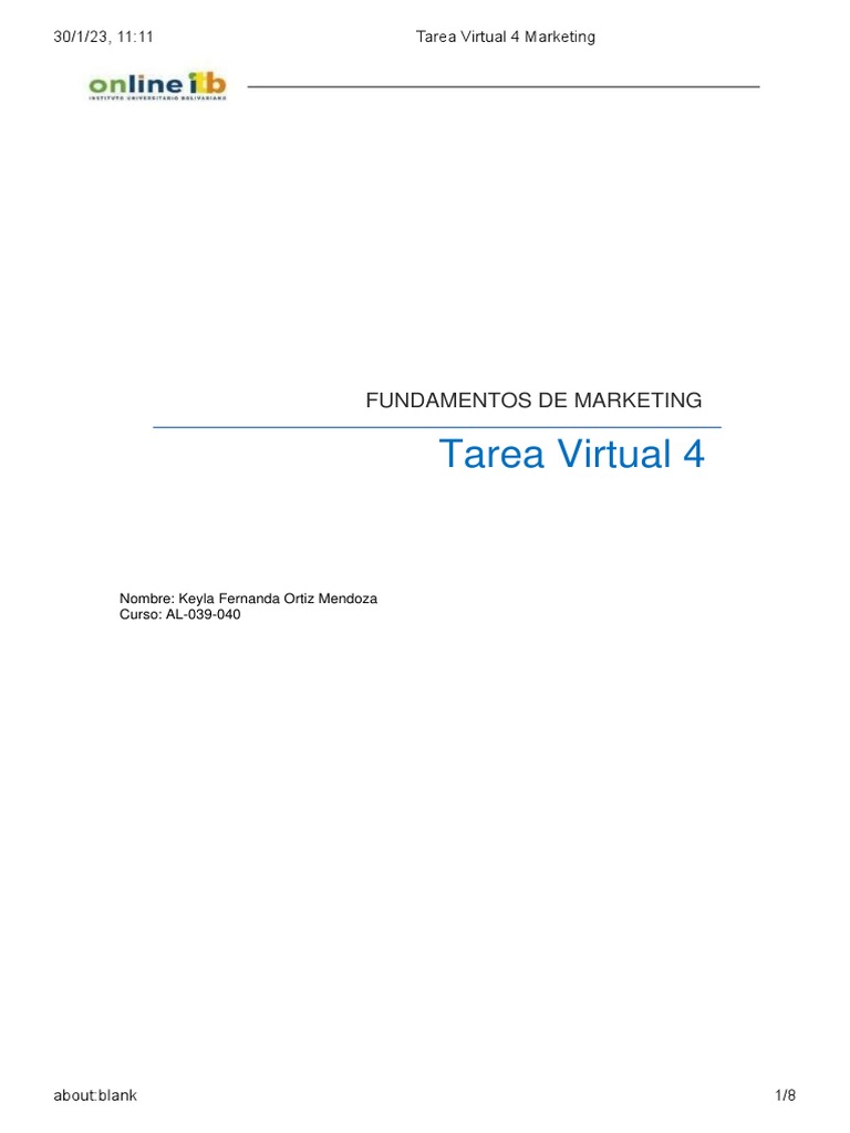Tarea Virtual 4 Marketing | PDF | Marketing | Mercado (economía)