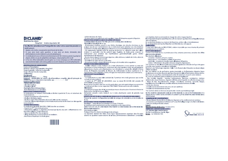 Diclamid 75mg 3ml Notice Frater Razes PDF | PDF