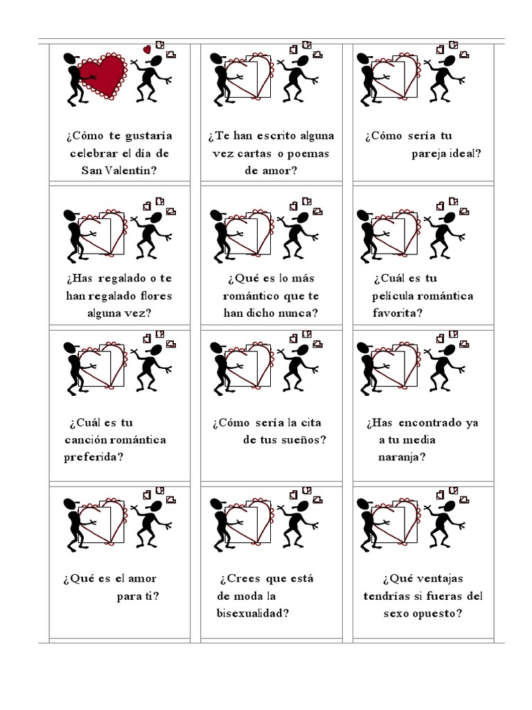 Tarjetas Juego San Valentin | PDF