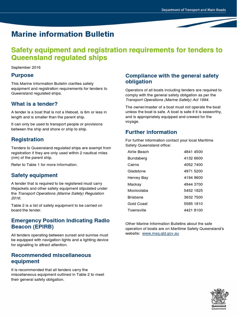 Mib Safety Equip Reg Req Tenders Qrs PDF | PDF | Anchor | Queensland