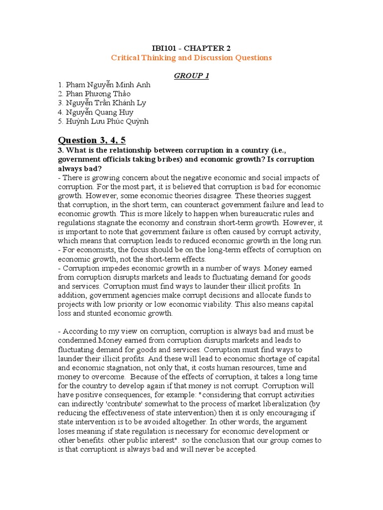 IBI101 - Group 1 - Chapter 2 | PDF | Corruption | Economic Growth