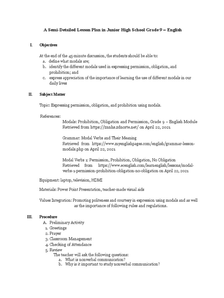 Expressing Permission, Obligation, and Prohibition Using Modals. | PDF ...