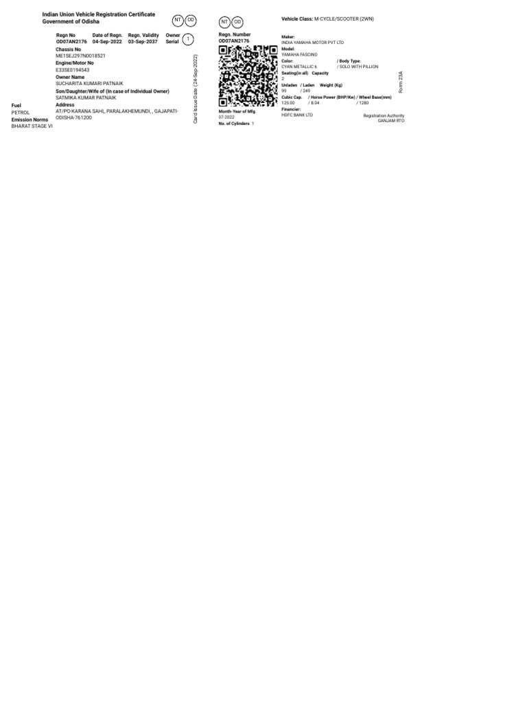 Odisha Vehicle Registration Details | PDF