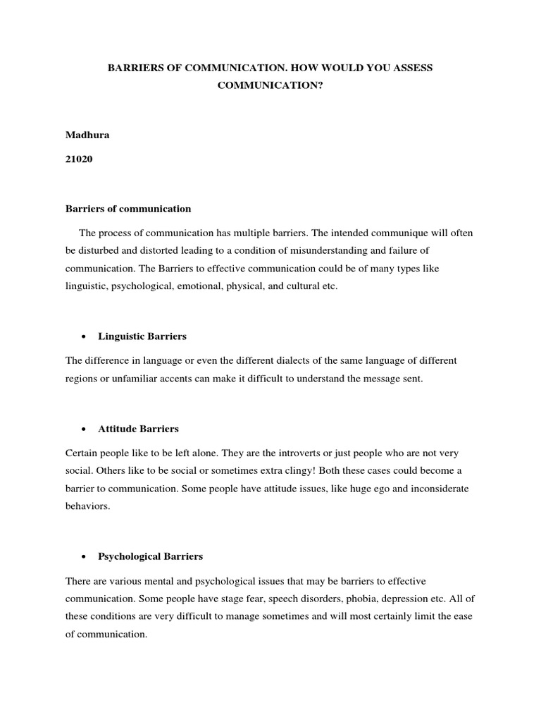 Types of Communication Barriers | PDF | Communication | Body Language