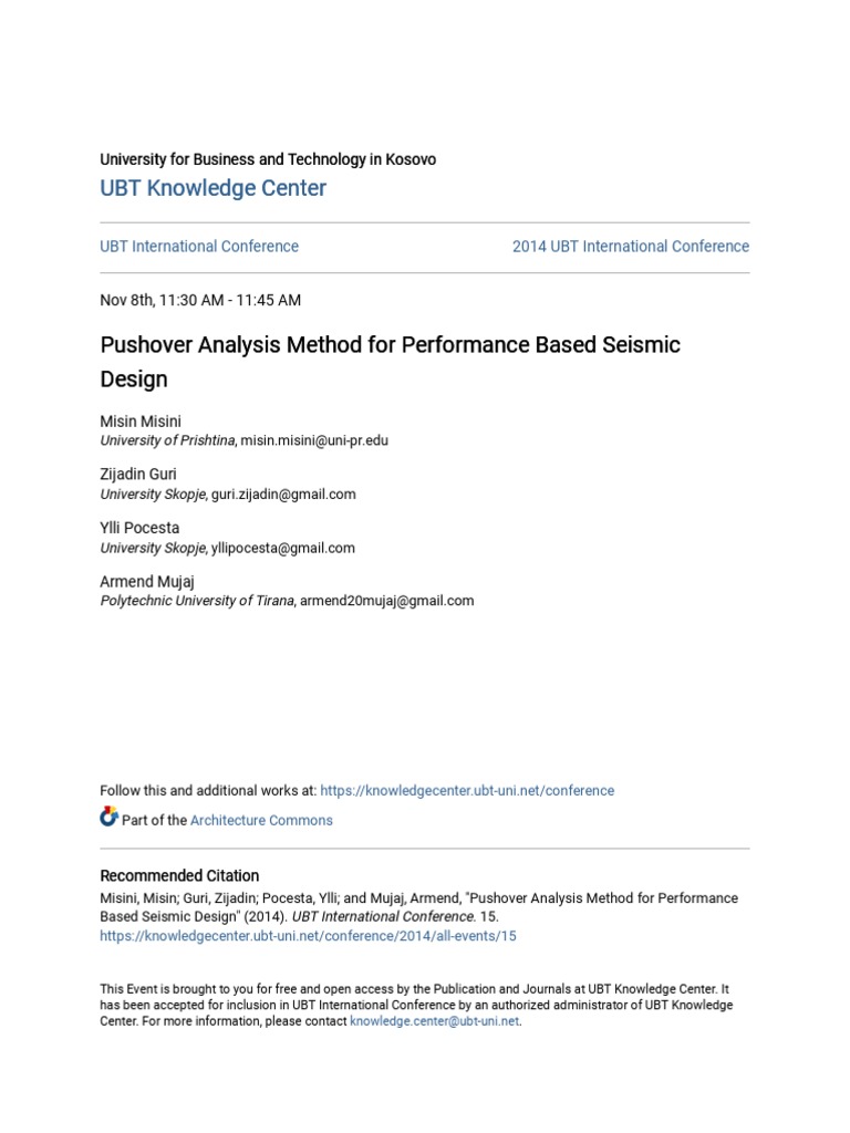 Pushover Analysis Method For Performance Based Seismic Design | PDF | Earthquake Engineering ...