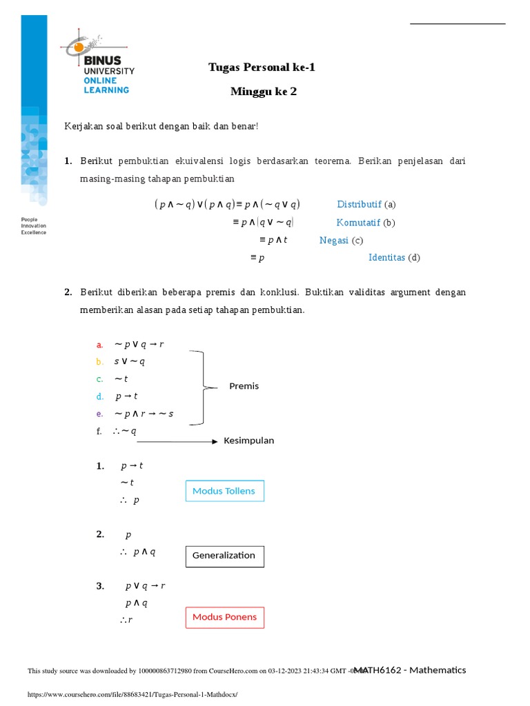 Tugas Personal 1 Math | PDF